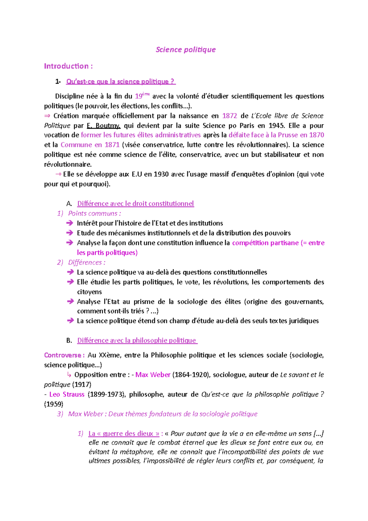 Science politique - Semestre 1 - Science politique Introduction : 1- Qu ...