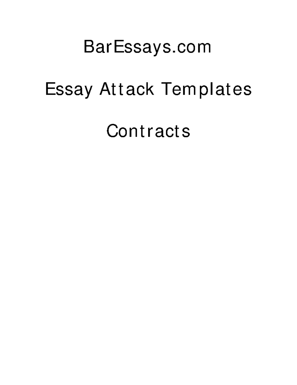 Contracts Attack Outline - BarEssays Essay Attack Templates Contracts ...