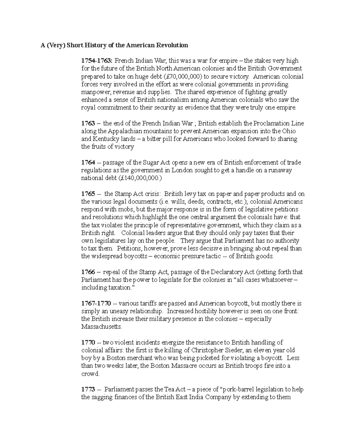 A very short history of the American Revolution - A (Very) Short ...