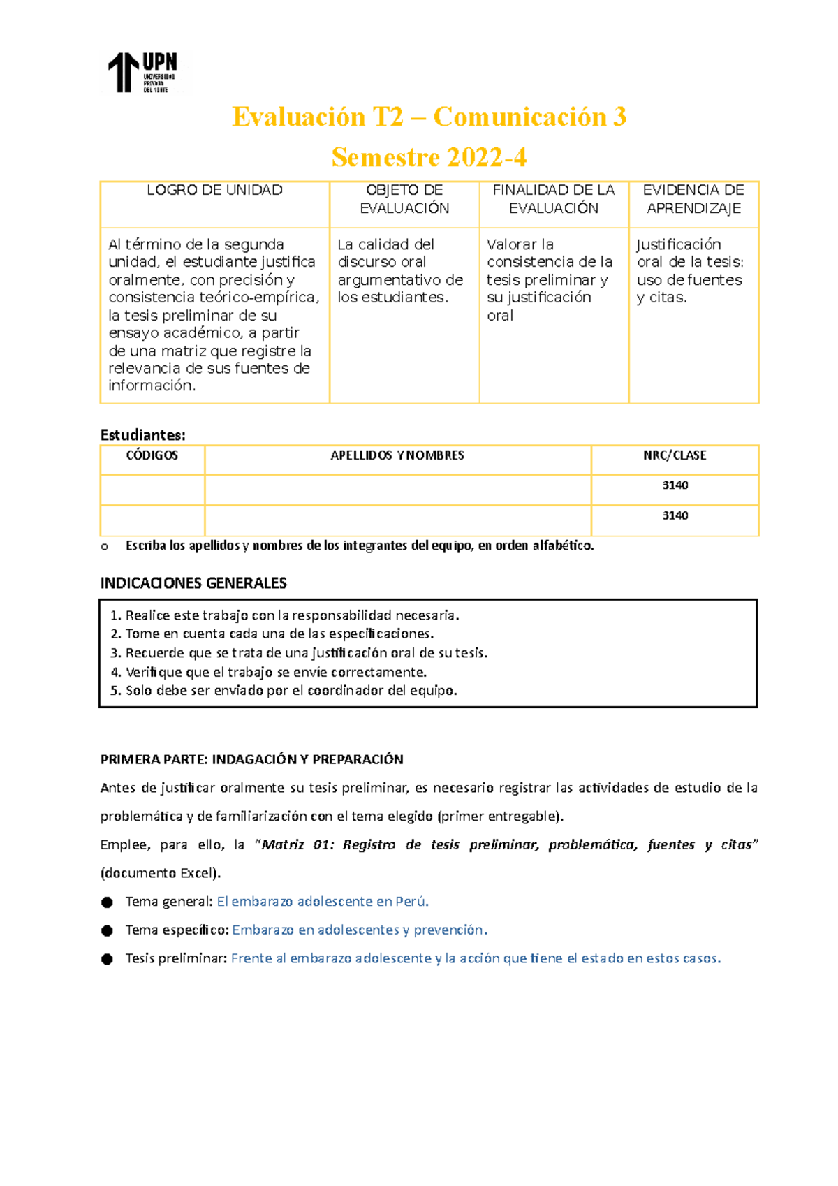 T2 comunicacion 3 - Evaluación T2 – Comunicación 3 Semestre 2022- LOGRO DE UNIDAD OBJETO DE ...