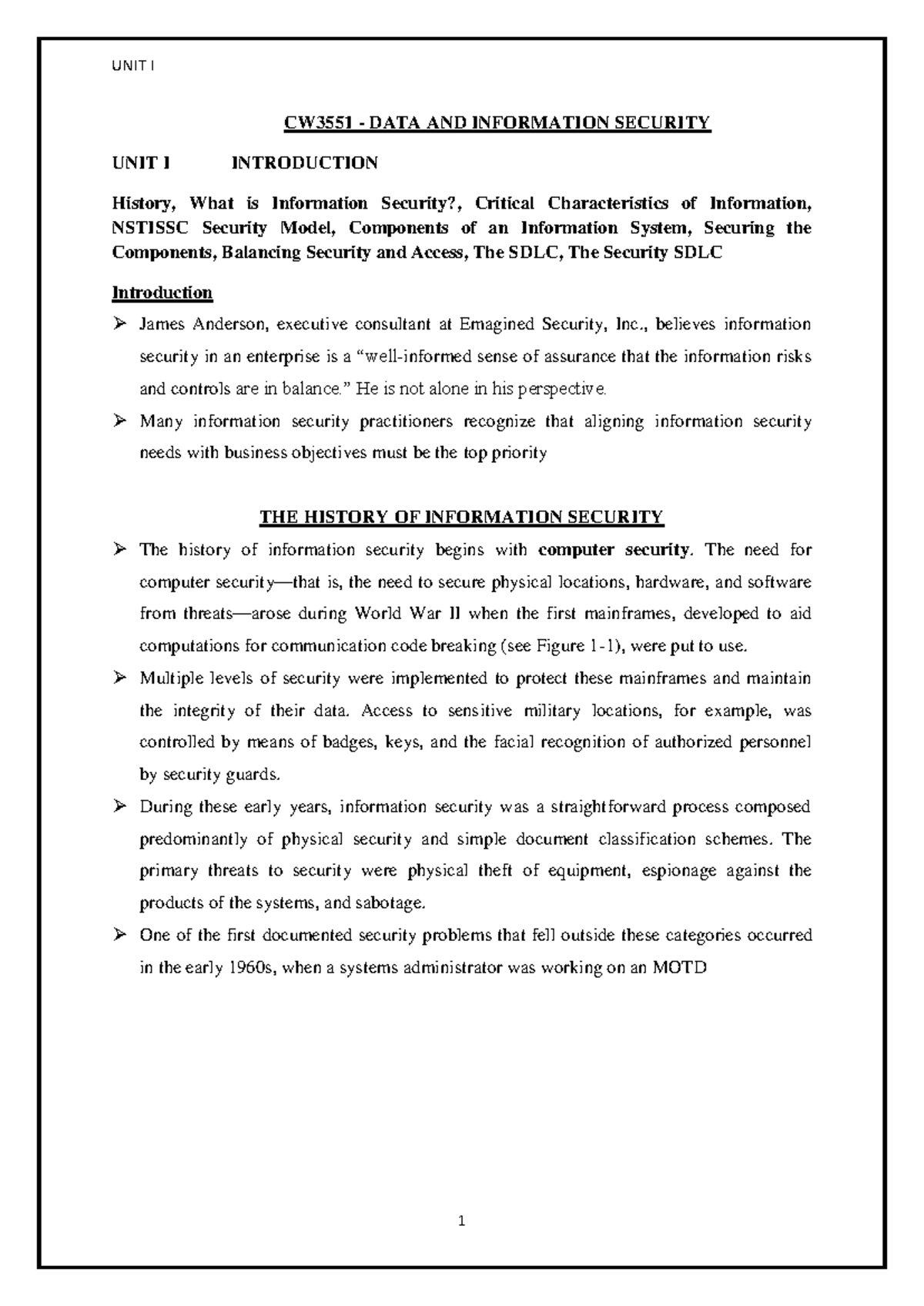 767394299 DIS CW3551 notes - CW3551 - DATA AND INFORMATION SECURITY ...