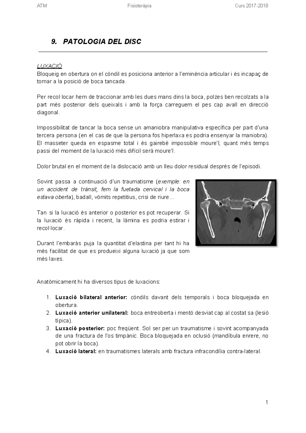 9. Patologia del disc - ATM - Studocu