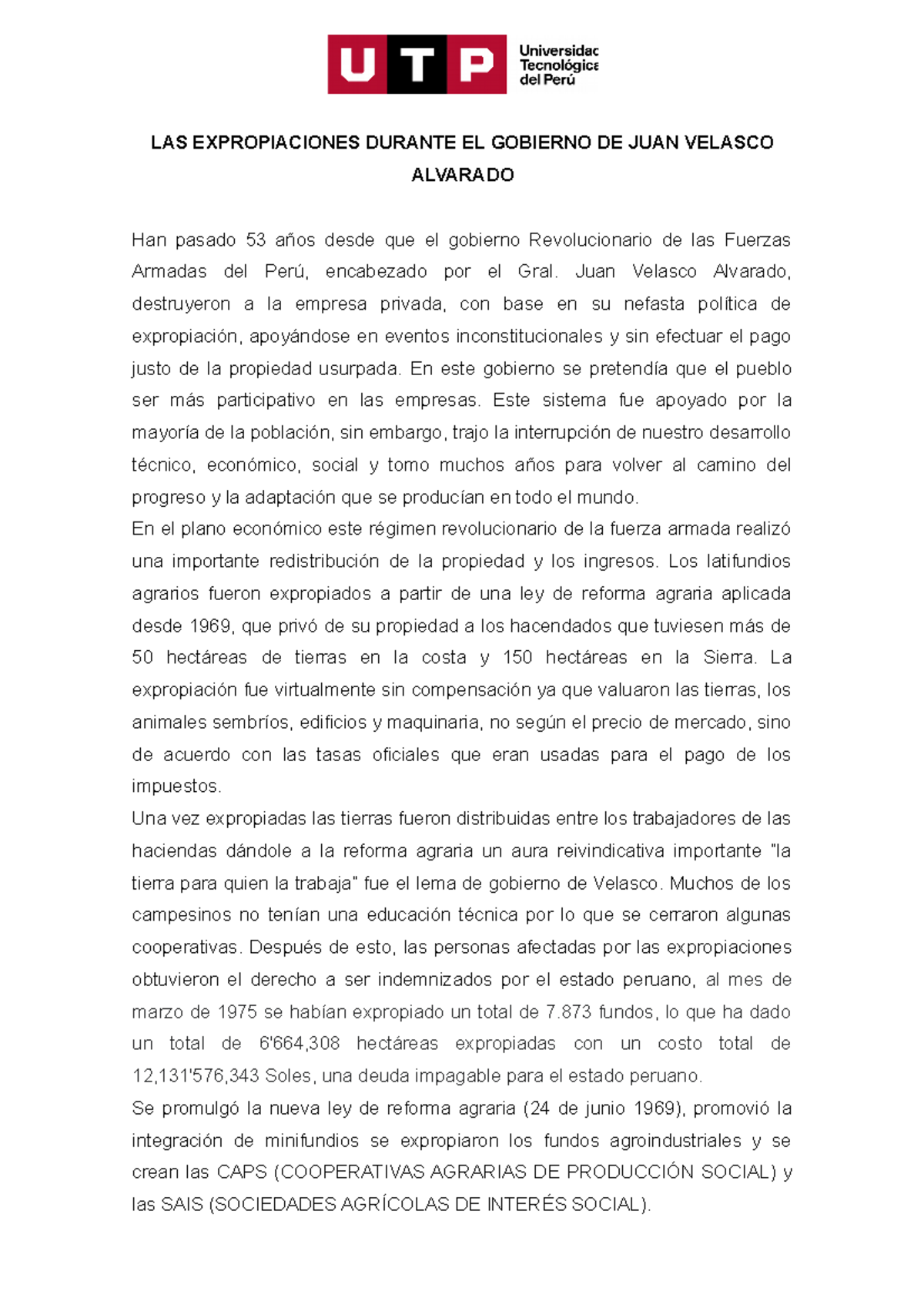 LAS Expropiaciones EN EL Gobierno DE JUAN Velasco Alvarado - LAS ...