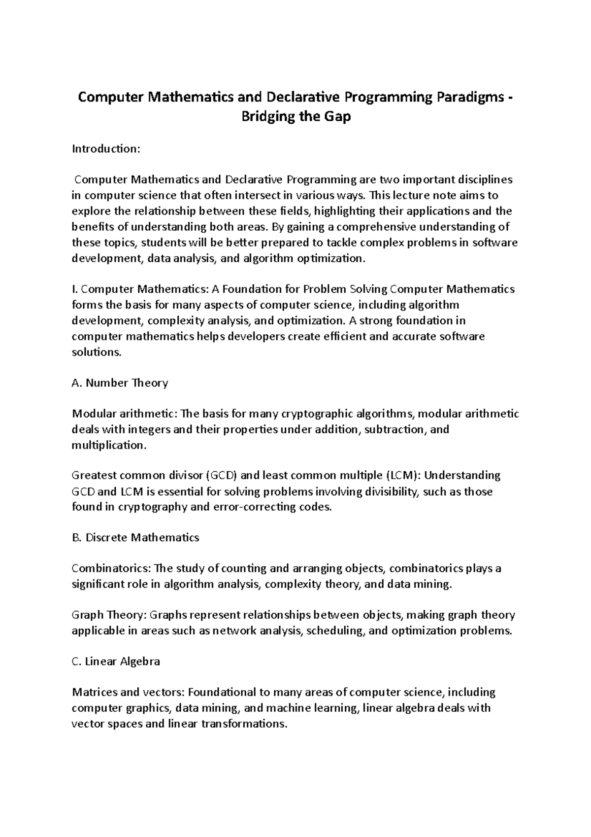 Computer Mathematics and Declarative Programming Paradigms - Bridging ... Computer Mathematics and Declarative Programming Paradigms - Bridging ...