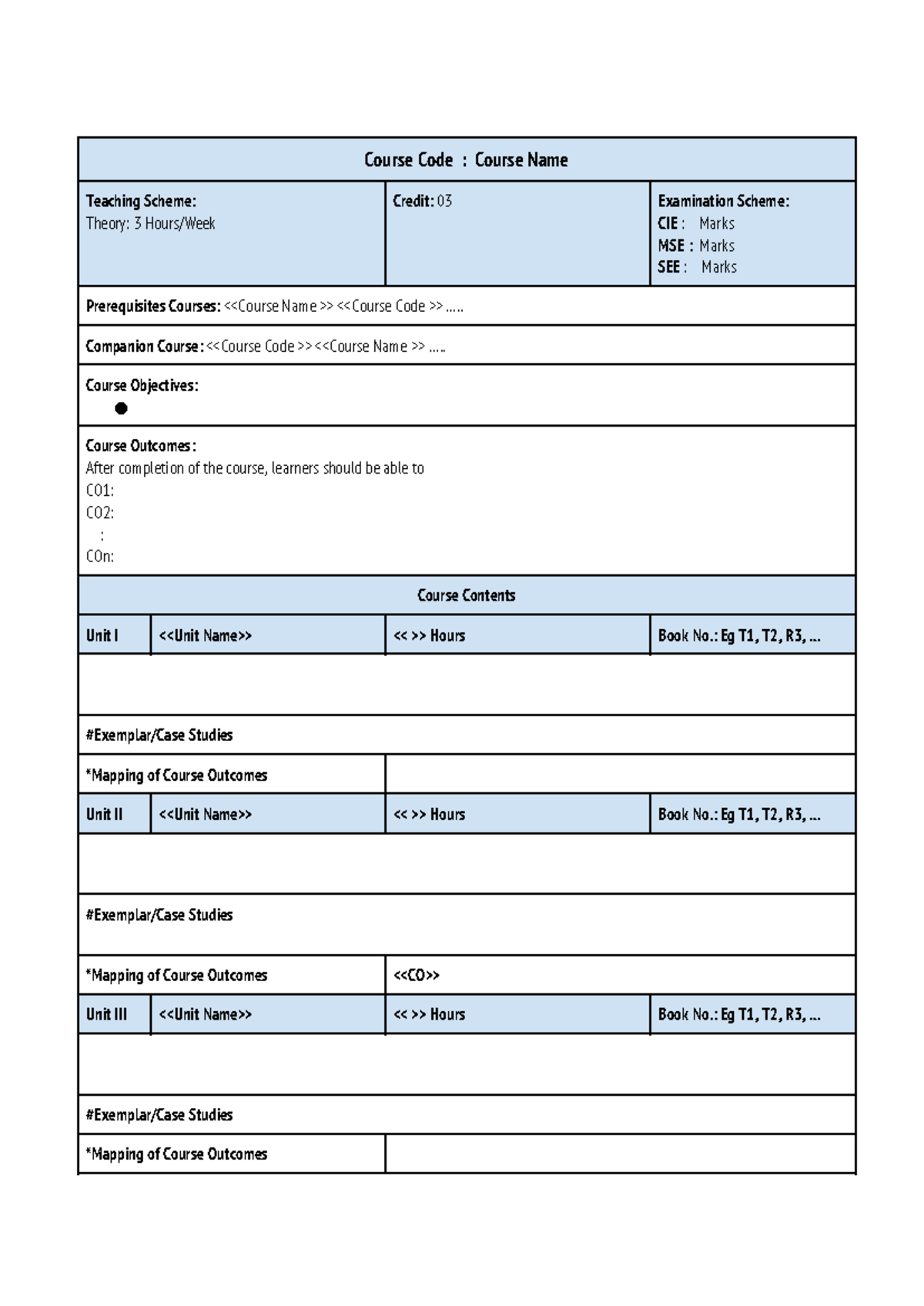 Syllabus Template-TH - Course Code : Course Name Teaching Scheme ...