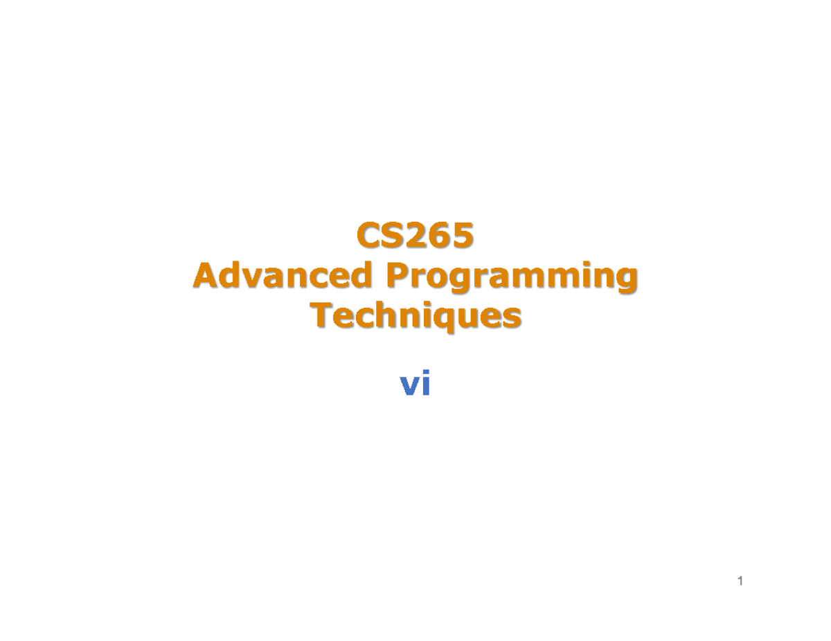 About Vi lecture - CS Advanced Programming Techniques vi Editors " In ...