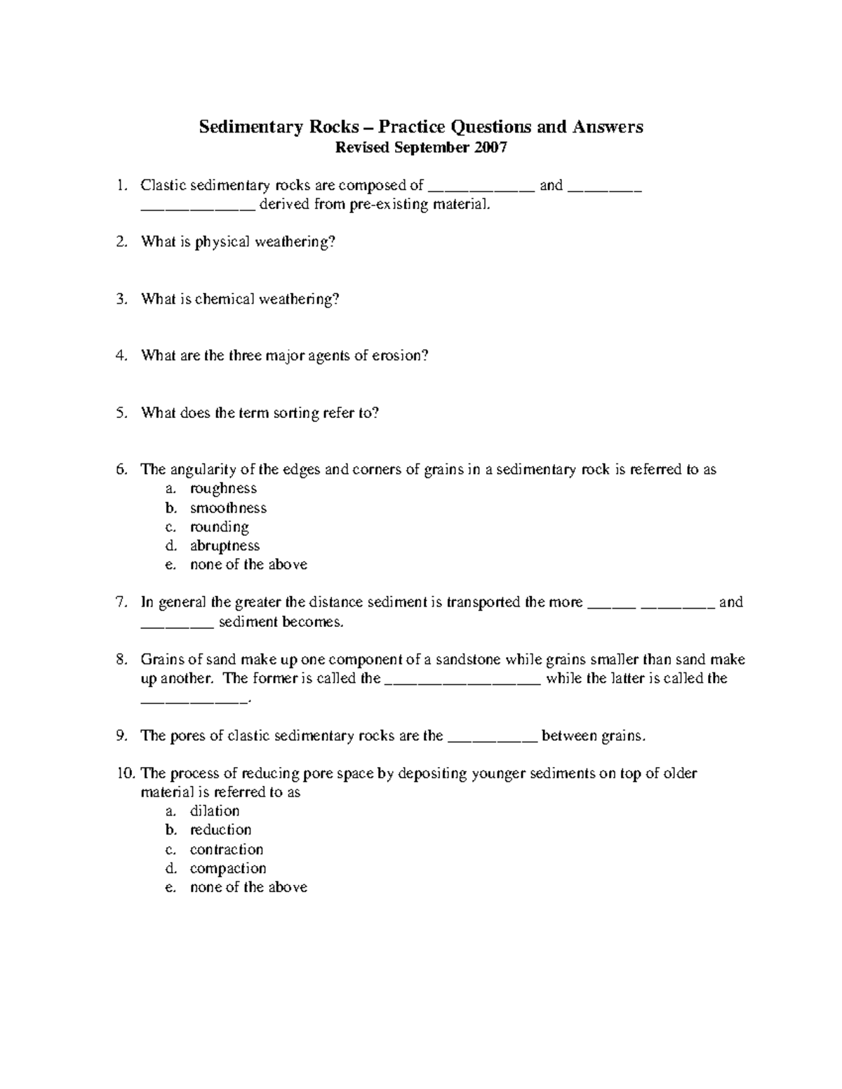 Sedimentary - chapter2 - Sedimentary Rocks – Practice Questions and ...