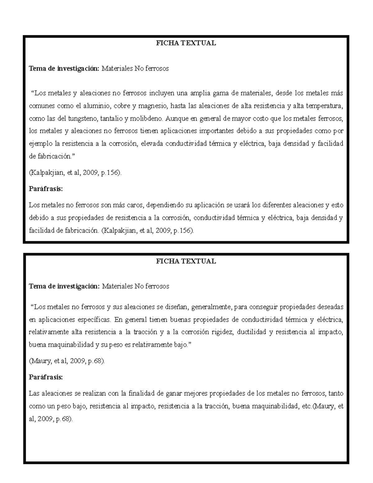 Fichas-textuales - FICHA TEXTUAL Tema de investigación: Materiales No ...