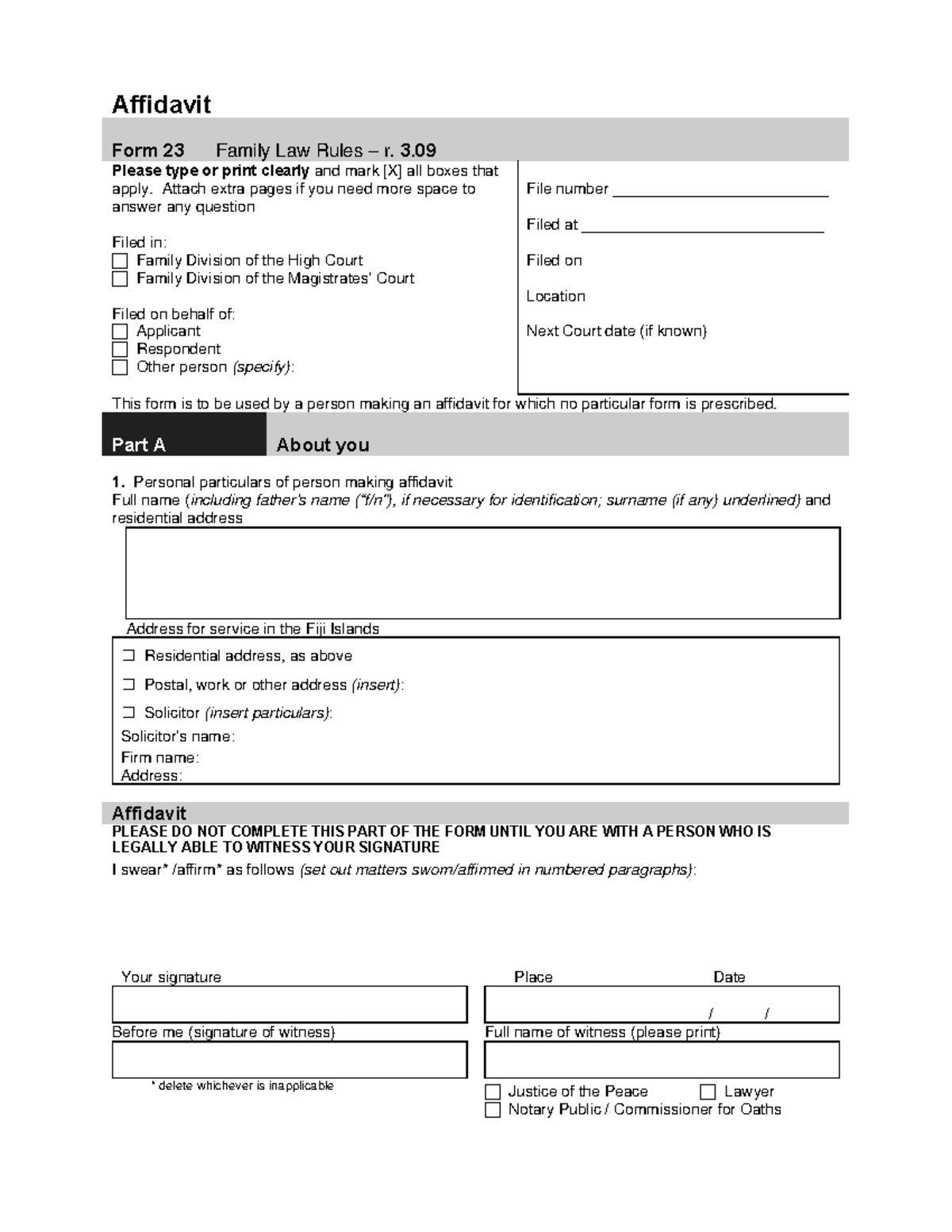 Form-23-Affidavit - Affidavit in Family Law - Affidavit Form 23 Family ...