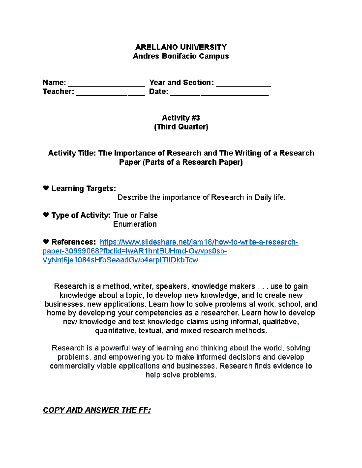 DLP Grade 10 Research - COPY MATERIALS FOR TEACHING AND STUDYING ALSO ...