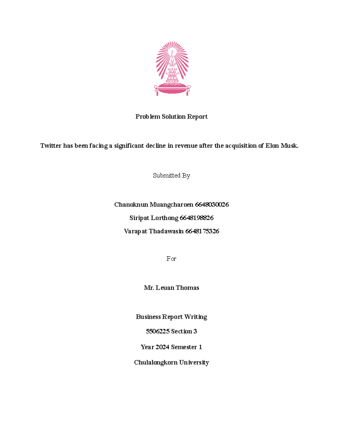 Problem solution report X - Problem Solution Report Twitter has been ...