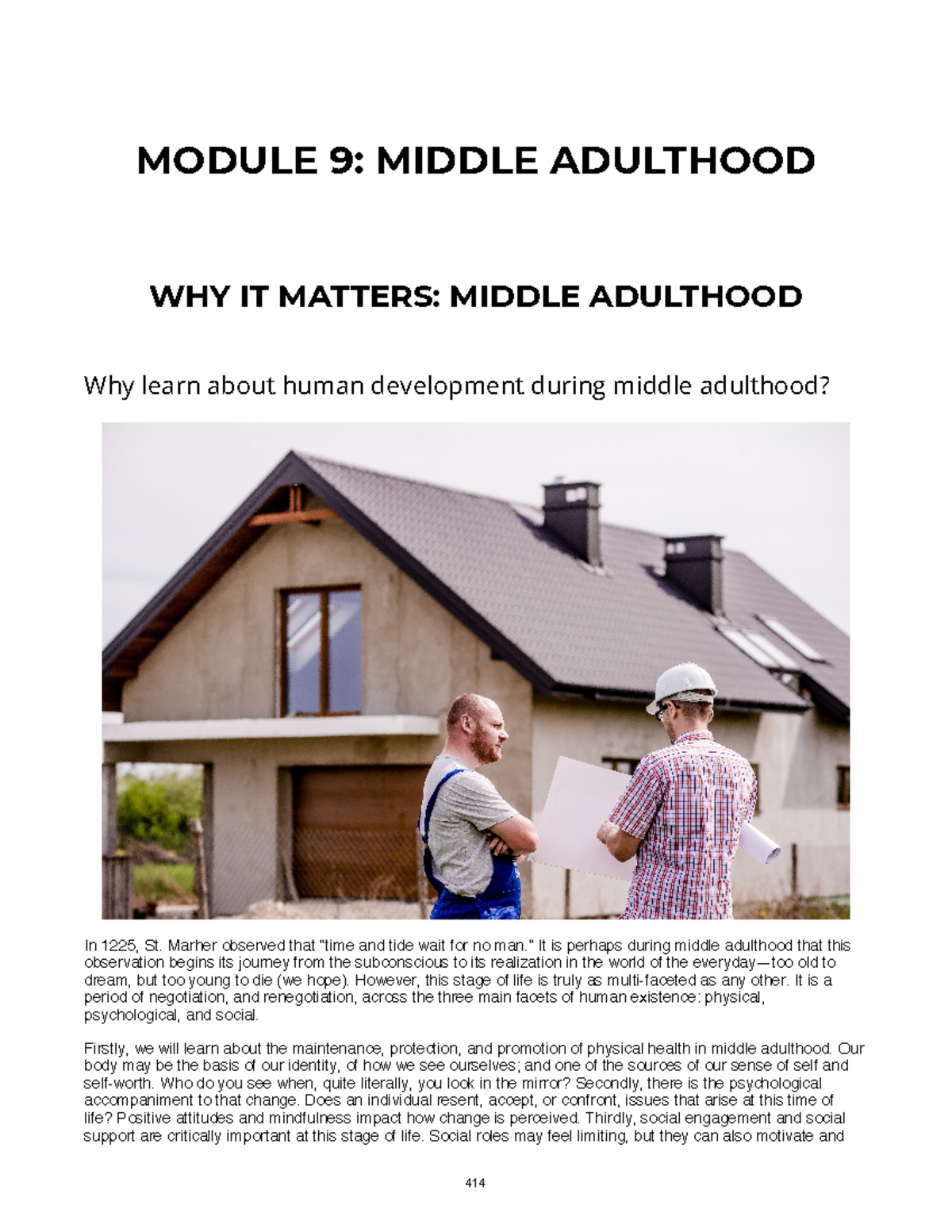 Module 9 Middle Adulthood - MODULE 9: MIDDLE ADULTHOOD WHY IT MATTERS ...