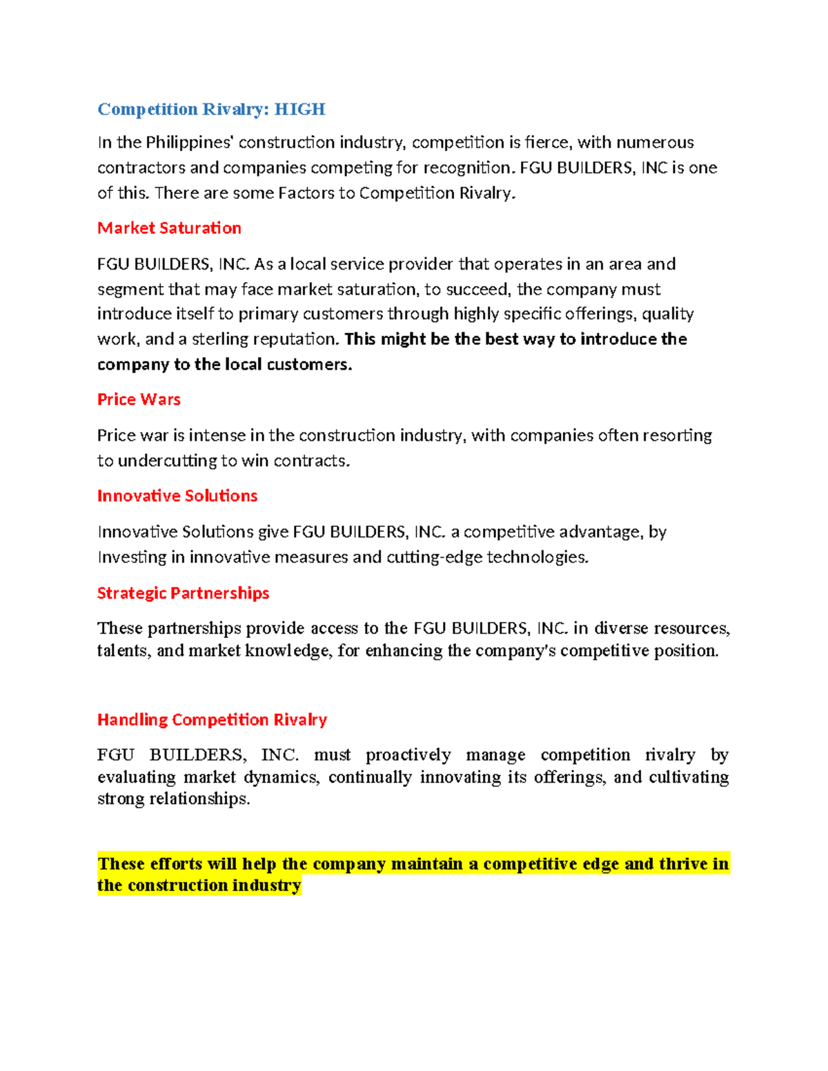 Competition-Rivalry - Summary Community research - Competition Rivalry ...