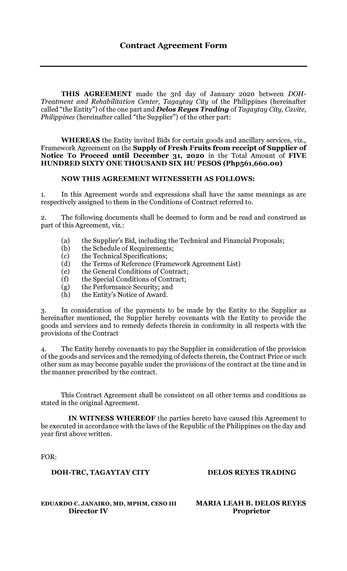 Contract - qwe - Contract Agreement Form THIS AGREEMENT made the 3rd ...