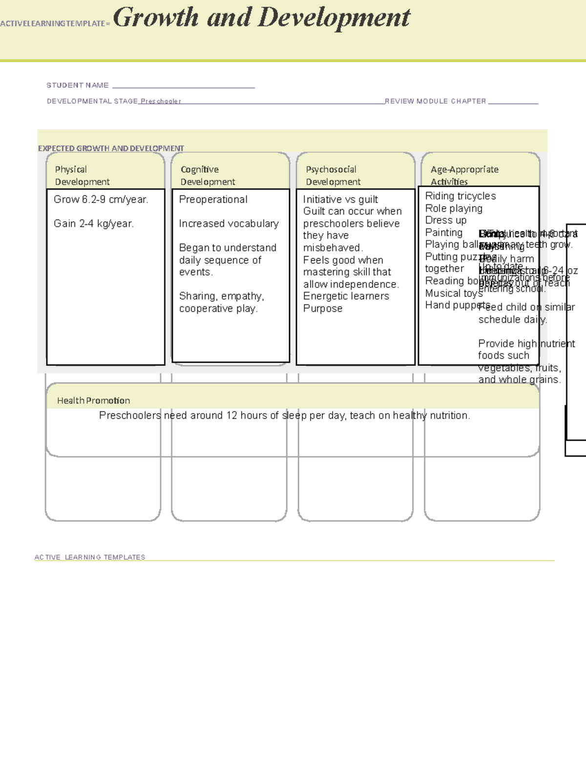 Growth and development preschooler - ACTIVELEARNINGTEMPLATE= Growth and ...