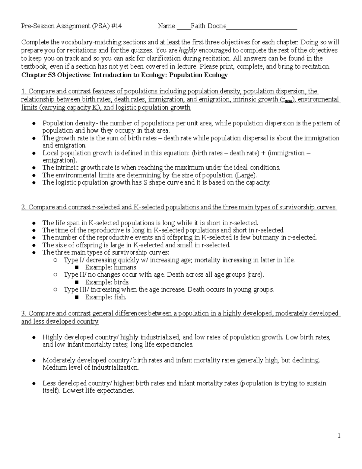 PSA 14 SP20 - ... - Pre-Session Assignment (PSA) #14 Name Faith Doone ...