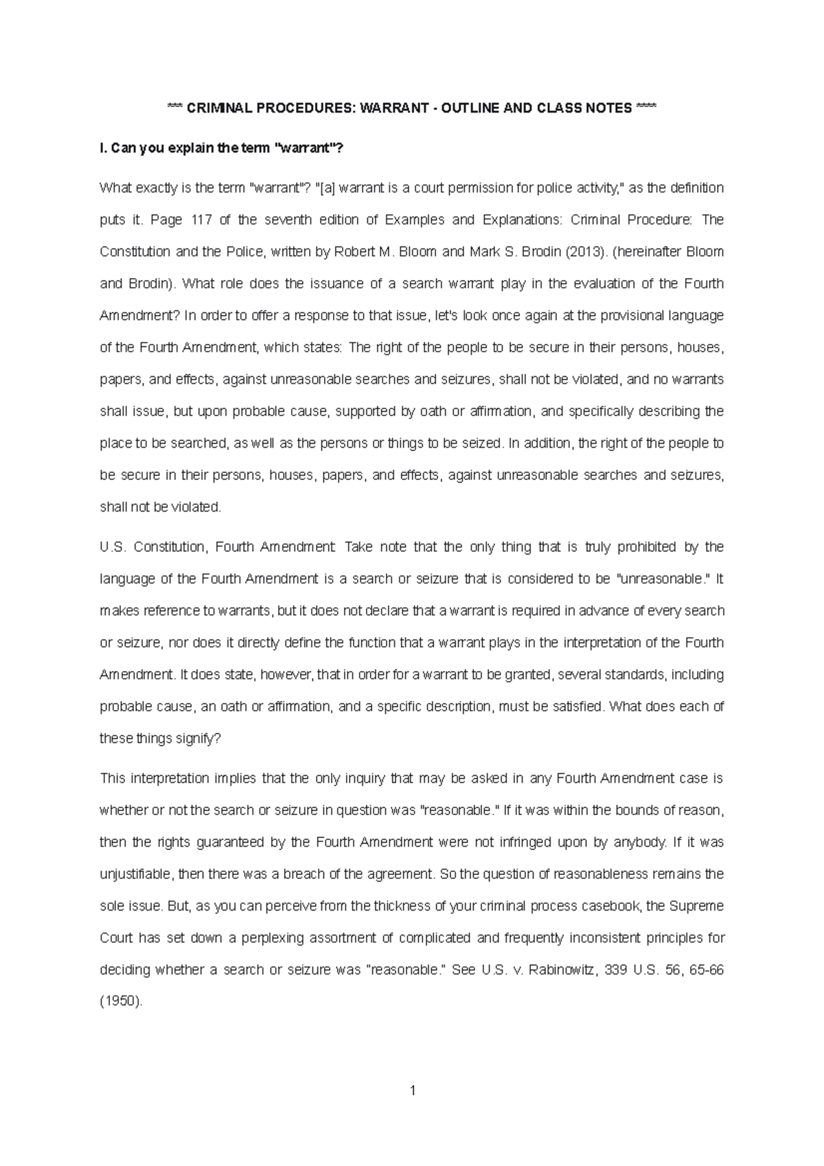 Criminal procedure - warrant - *** CRIMINAL PROCEDURES: WARRANT ...