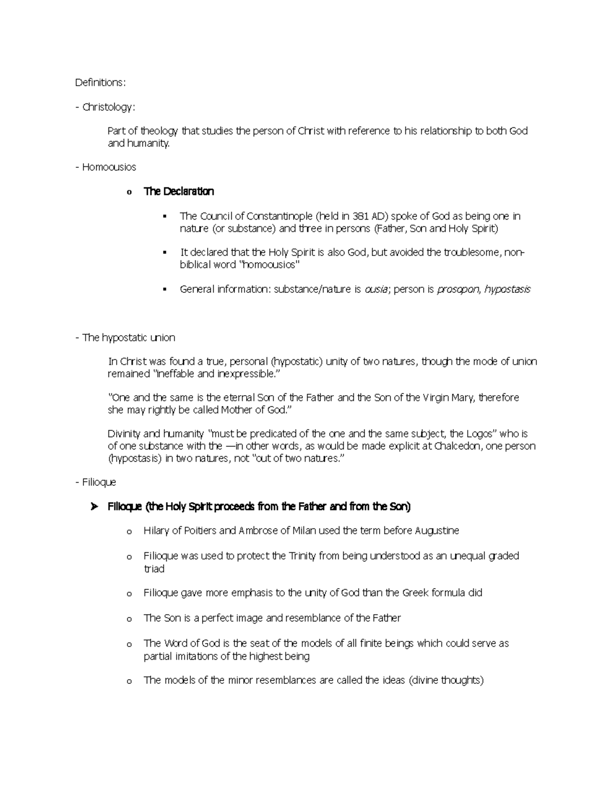 THEO 206 Study Guide Quiz 3 - Definitions: Christology: Part of ...
