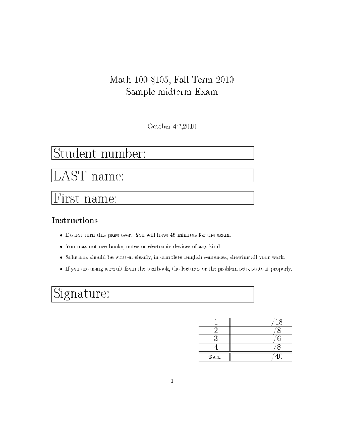 100 MT1-sample - Mock Exam for Math 100 - t r♠ ♠♣ ♠ t r♠ ① ♠ t♦ r 4 ...