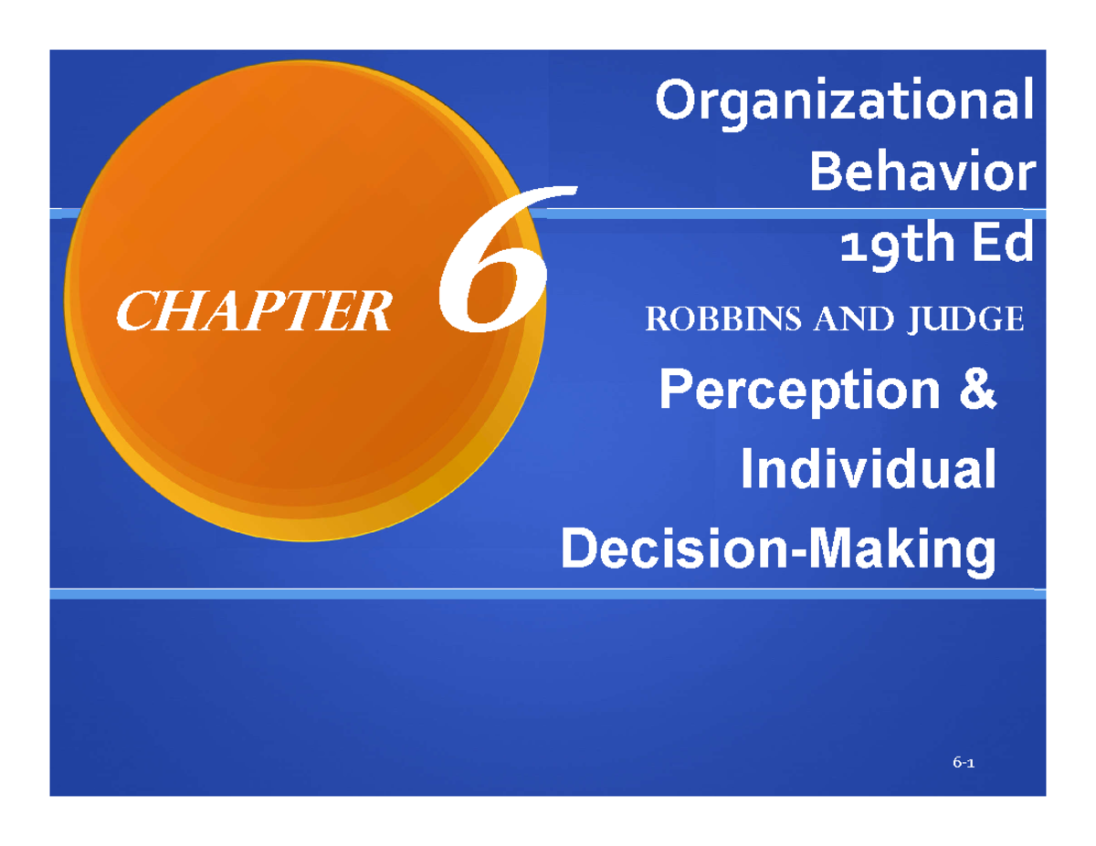 chap 6. Perception and Decision Making Revised - Organizational ...