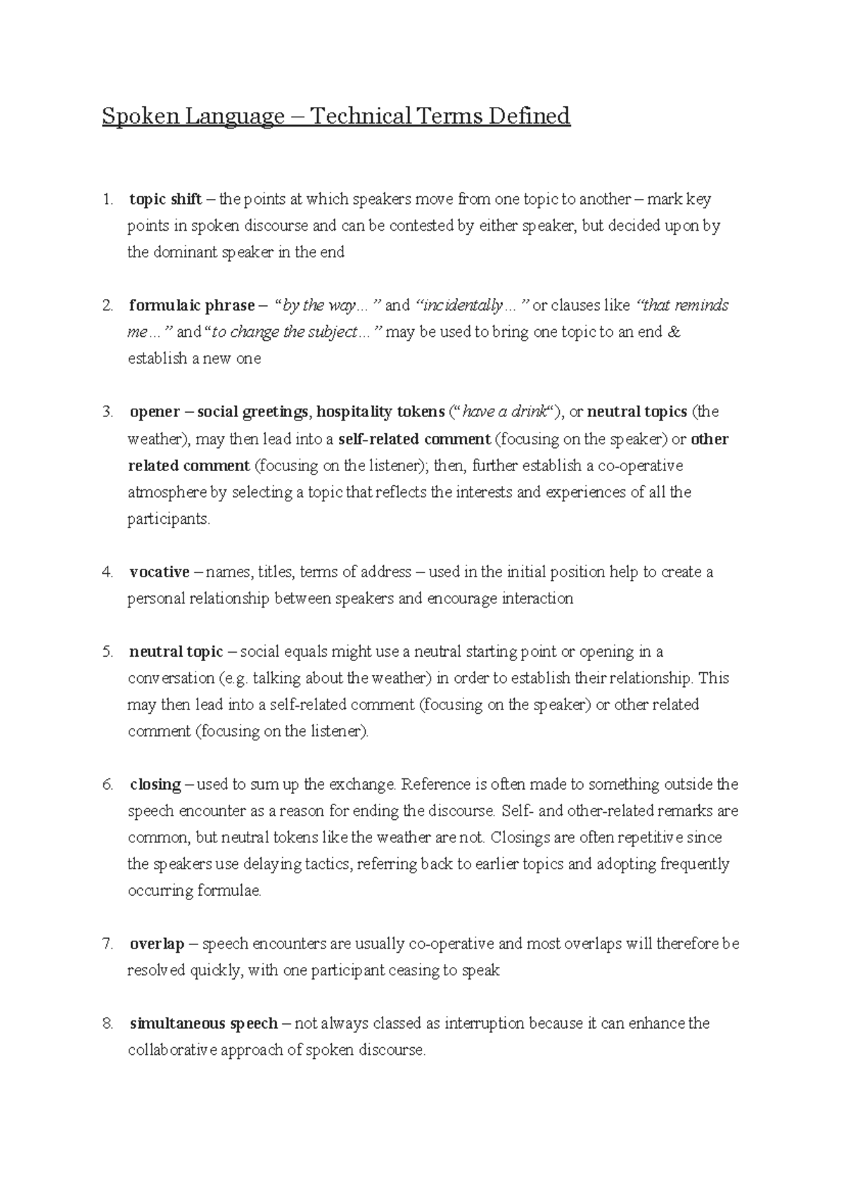 Spoken Language – Technical Terms Defined - Spoken Language – Technical ...