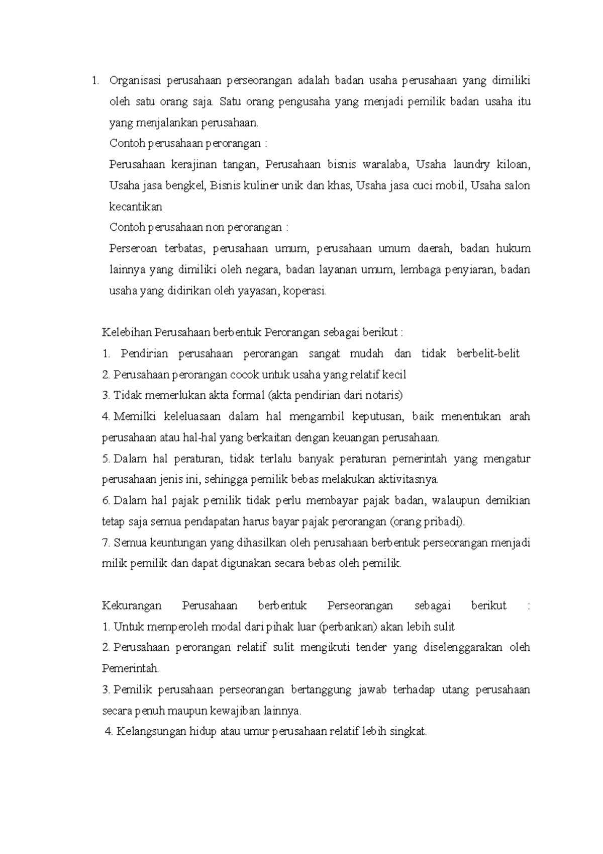 Perusahaan perorangan dan non perorangan - Organisasi perusahaan ...