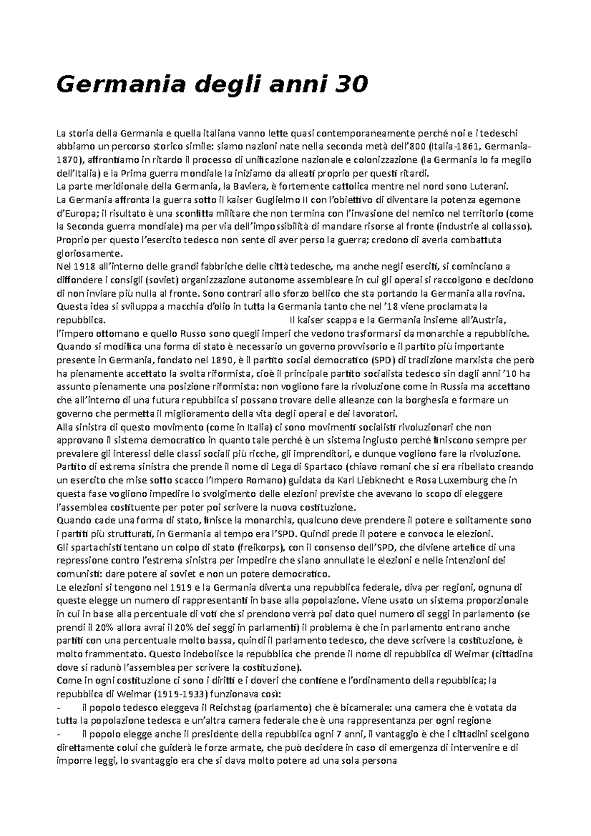 Germania degli anni 30 - .... - Germania degli anni 30 La storia della ...