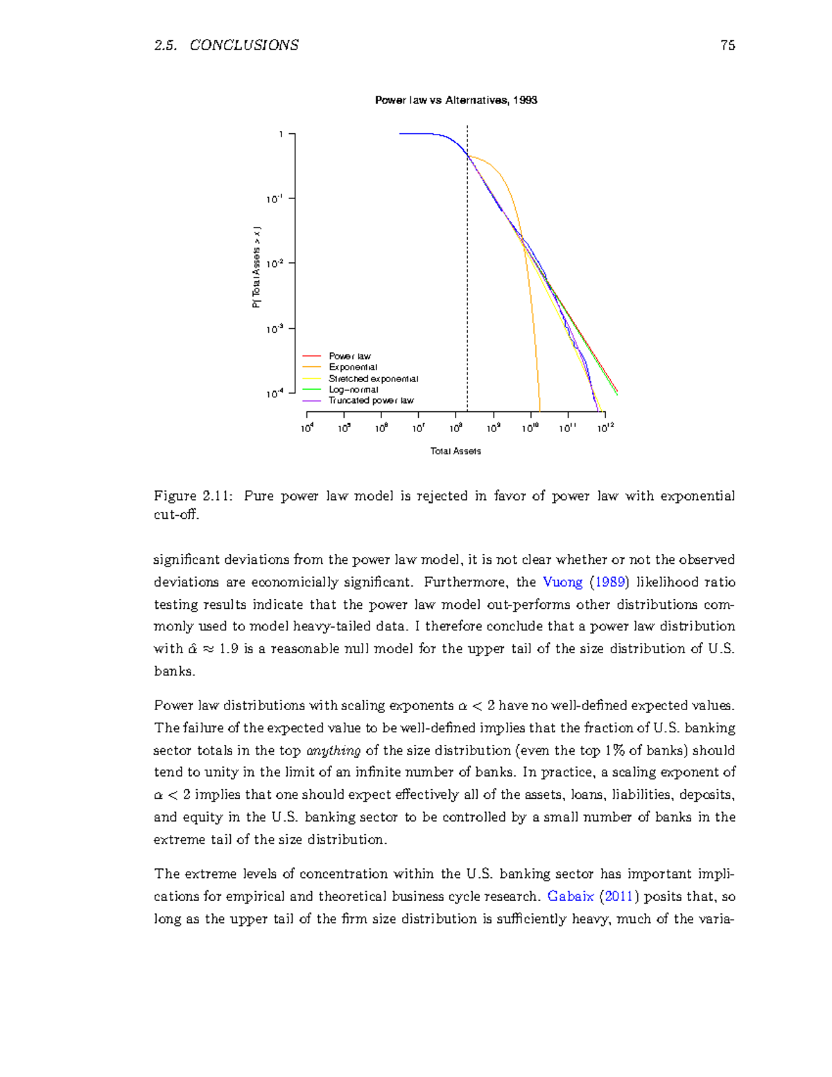 Essays in Computational 26 - 2. CONCLUSIONS 75 Power law vs Alternatives, 1993 Total Assets P ...