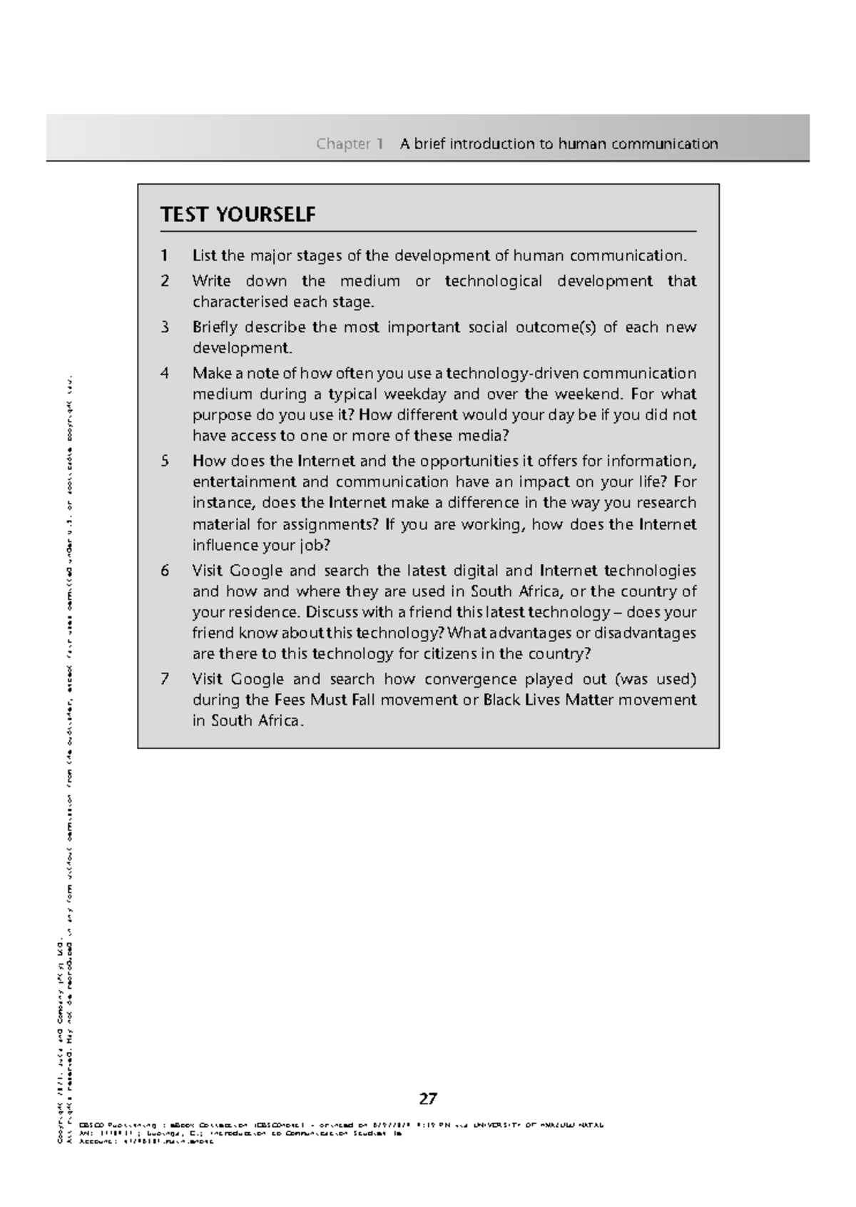 Lubinga E 2023 Test Yourself Introduction To Communi - 27 Chapter 1 A ...