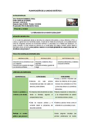 Sesion DE Aprendizaje 2024 - I BIMESTRE UNIDAD DE APRENDIZAJE N° 01: “FOMENTAMOS VALORES PARA ...