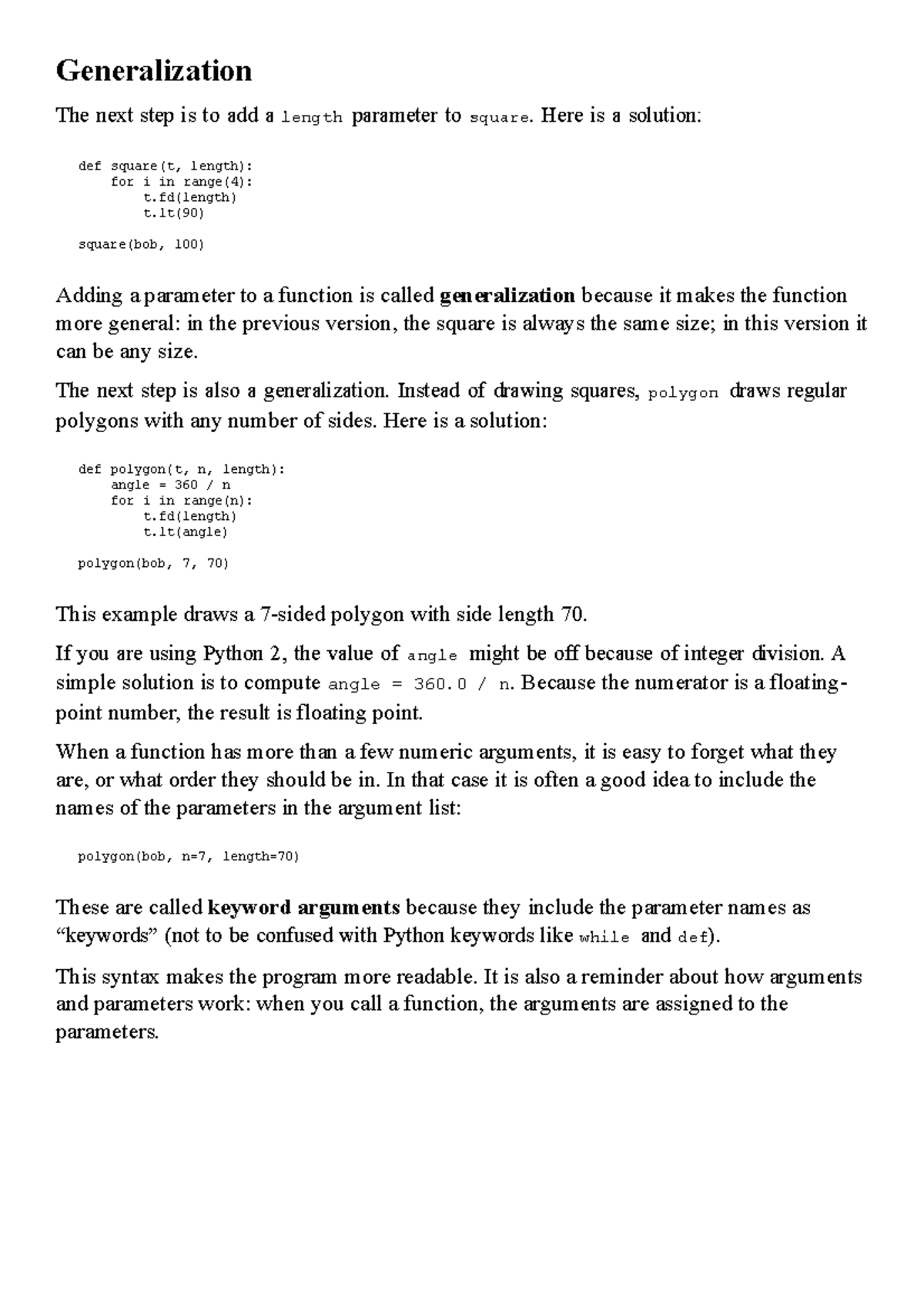 Generalization Generalization The Next Step Is To Add A Length Parameter To Square Here Is A