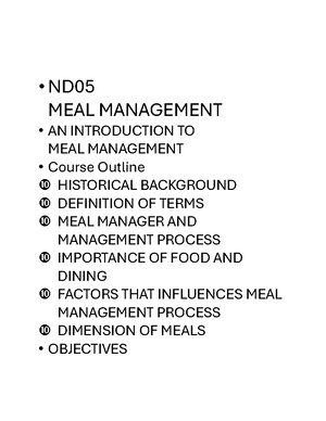 FS2- Reviewer - Food Service Systems 2, chapters 1-4 - FOOD SERVICE ...