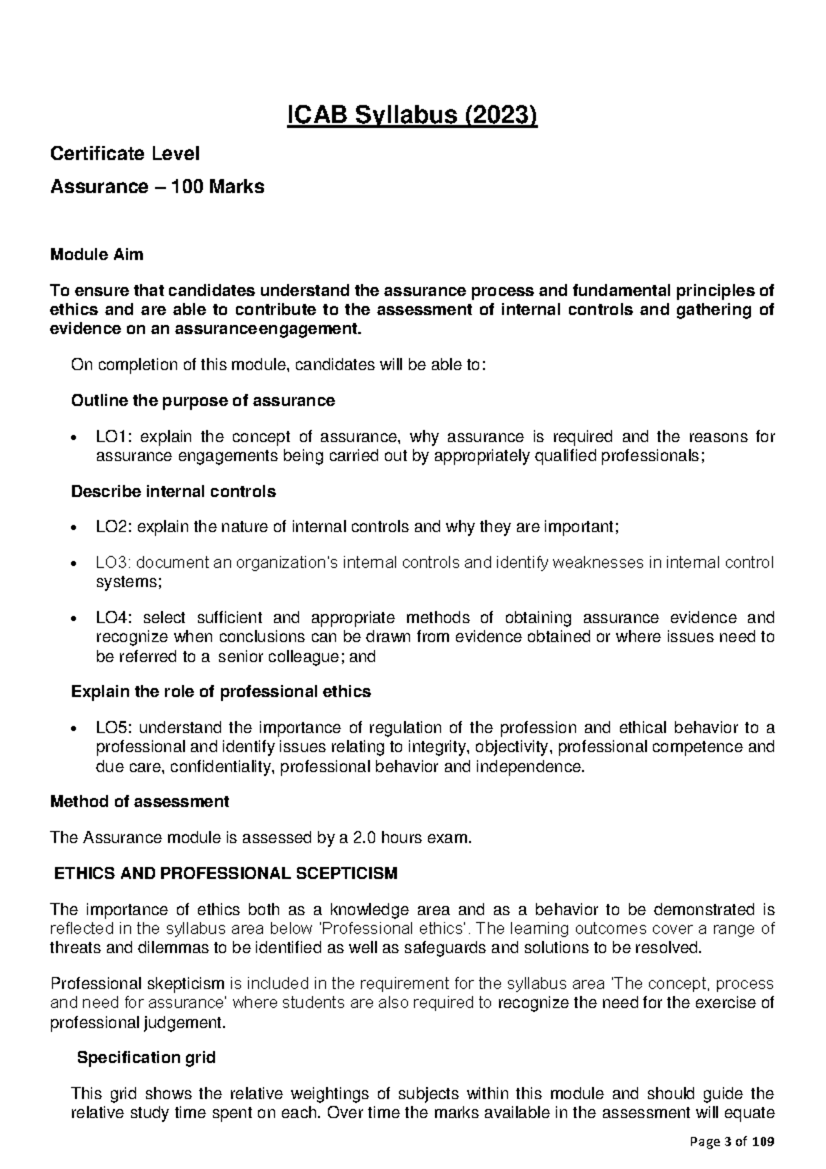 Certificate level syllabus - ICAB Syllabus (2023) Certificate Level ...