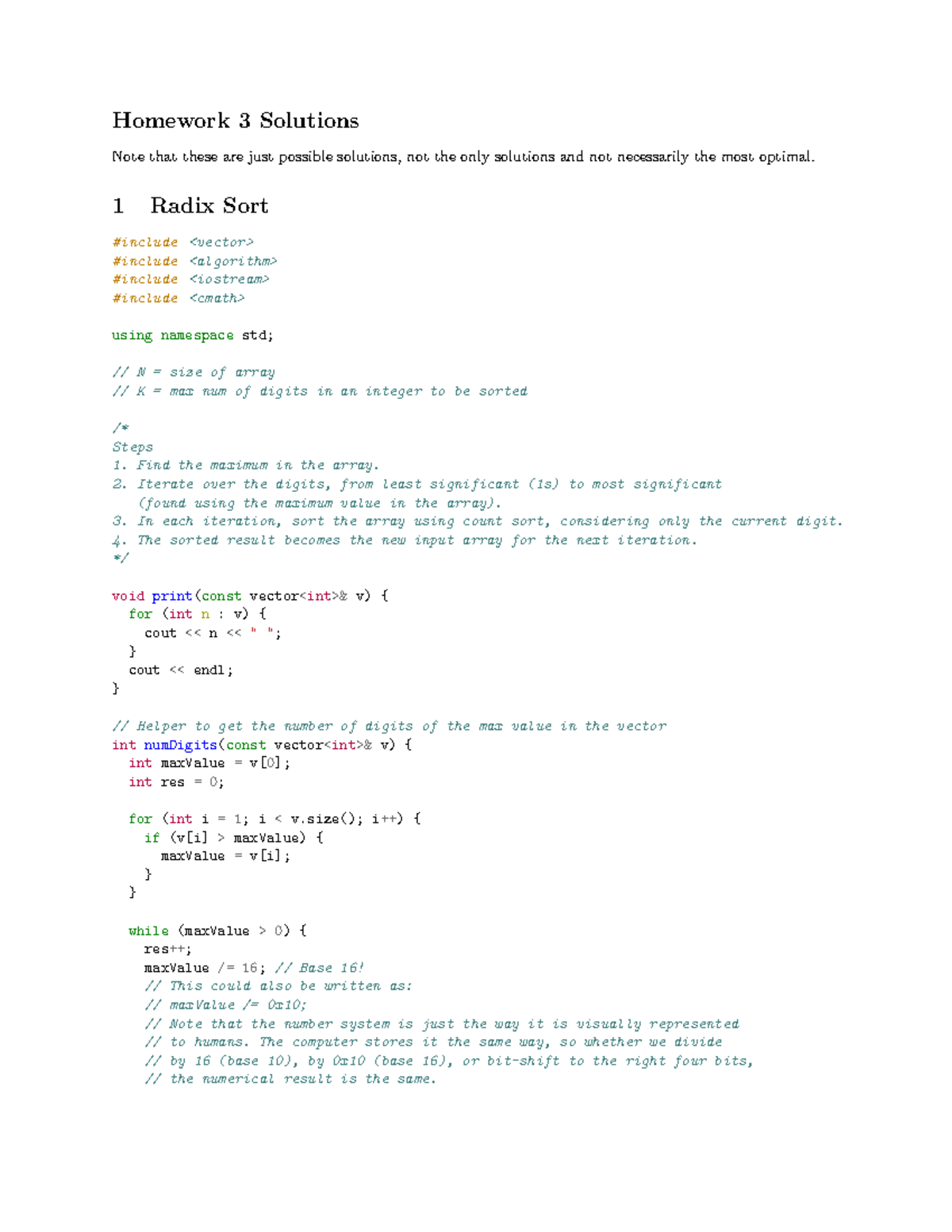 Homework 3 Solutions - Homework 3 Solutions Note that these are just ...