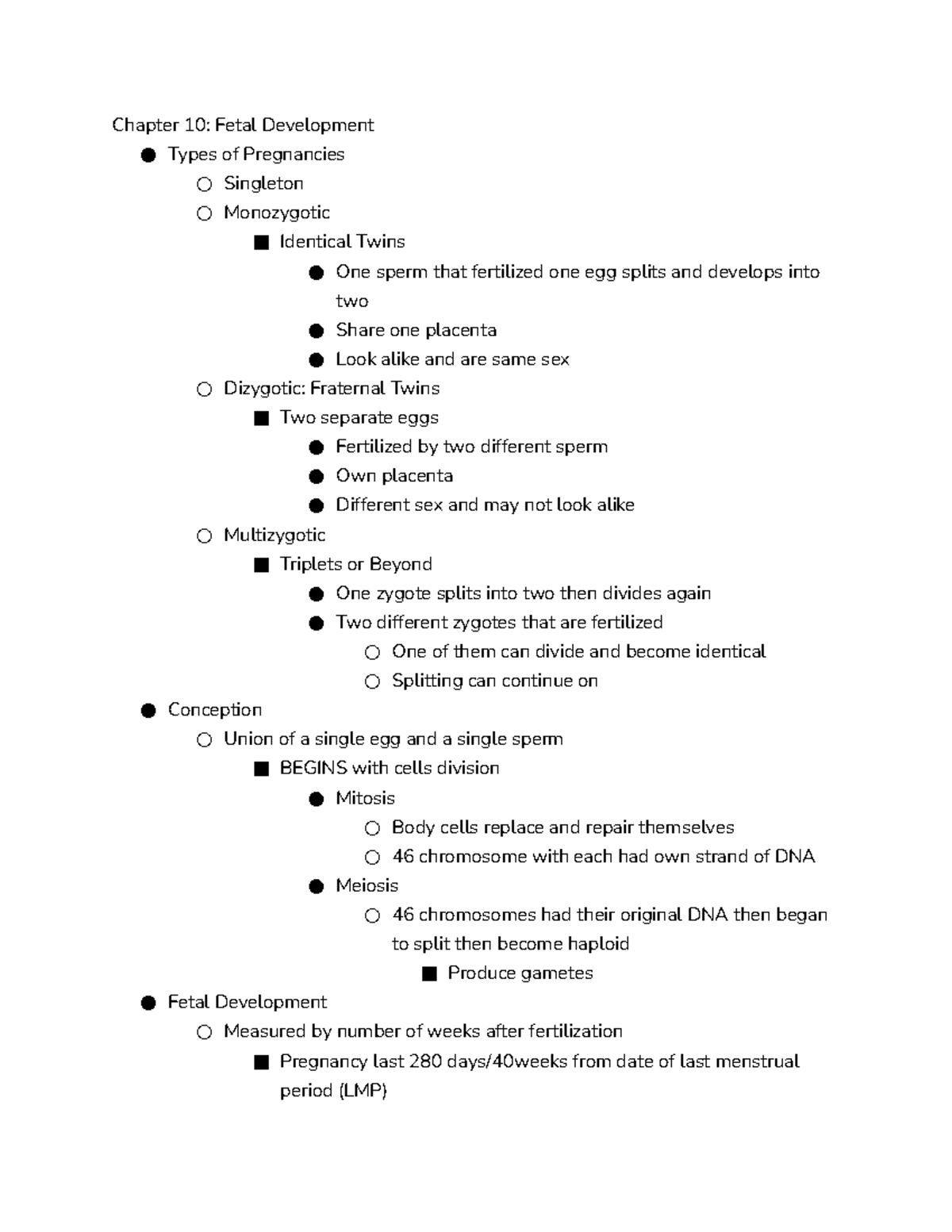 Chapter 10 Fetal Development and Genetics - Chapter 10: Fetal ...