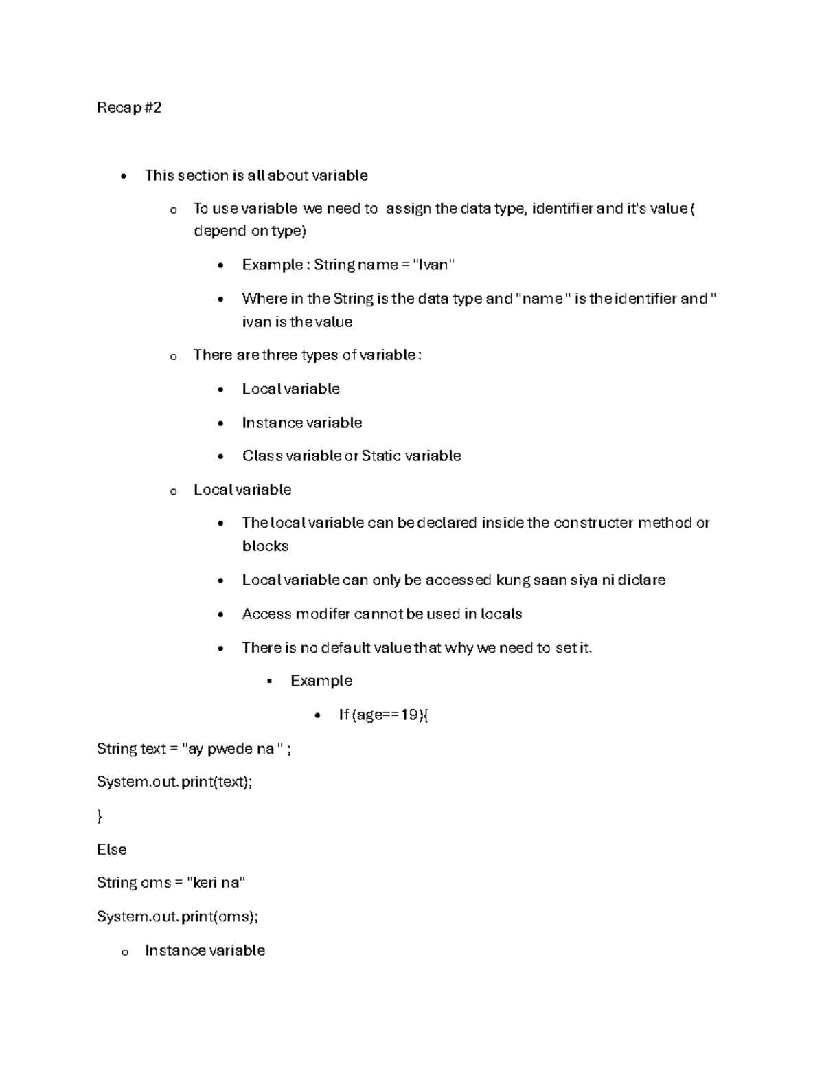 object oriented programming - midterm - Recap • This section is all ...