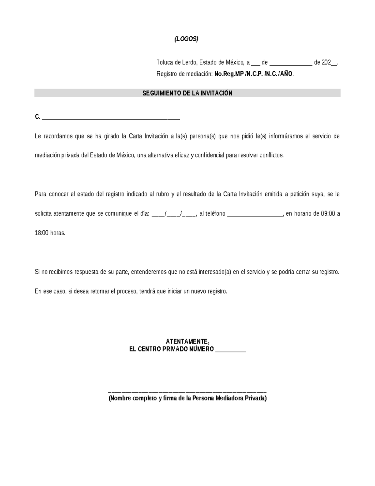 Formato 9. Med. Priv. Edo. Méx. 2023 - (LOGOS) Toluca de Lerdo, Estado ...