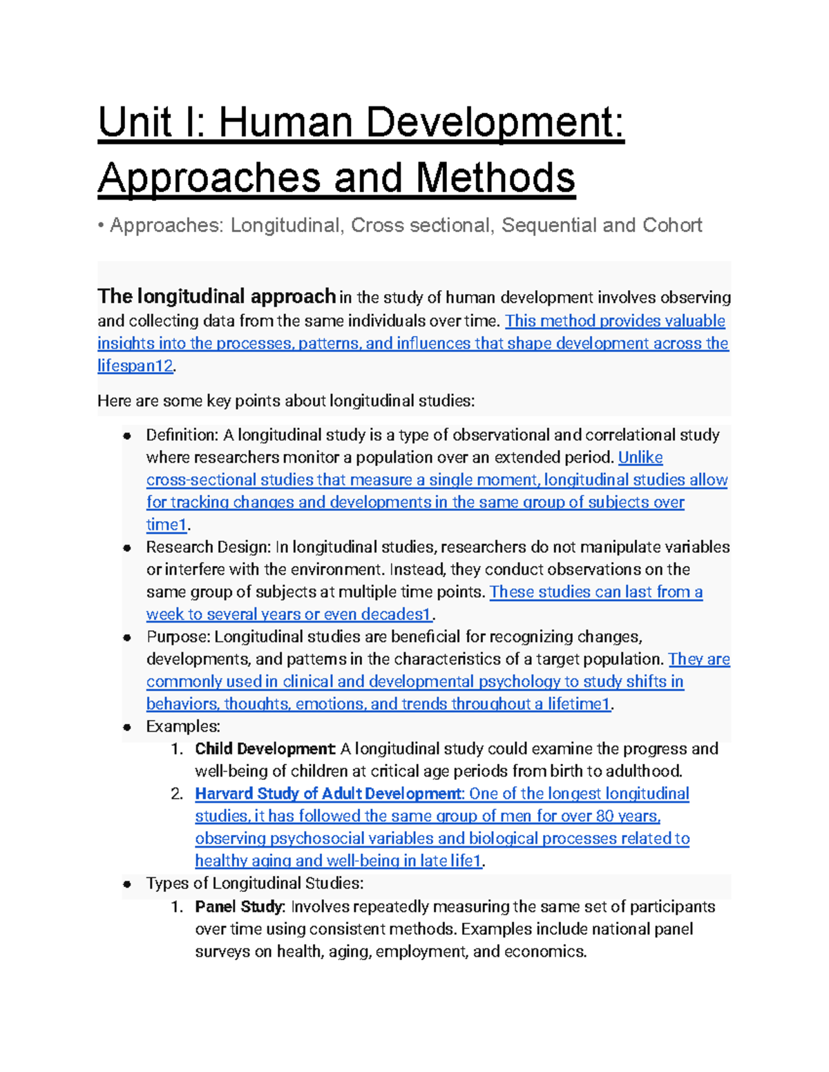 Unit I: Human Development Approaches and Methods - Unit I: Human ...