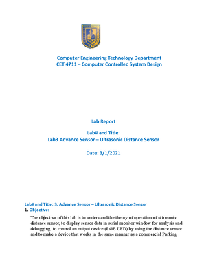 CET 4811 Lab 2 - Laboratory - CET 4811 LAB 2 PROF. ZIA DATE: 09/29/ Page 2 of 7 Objective The ...