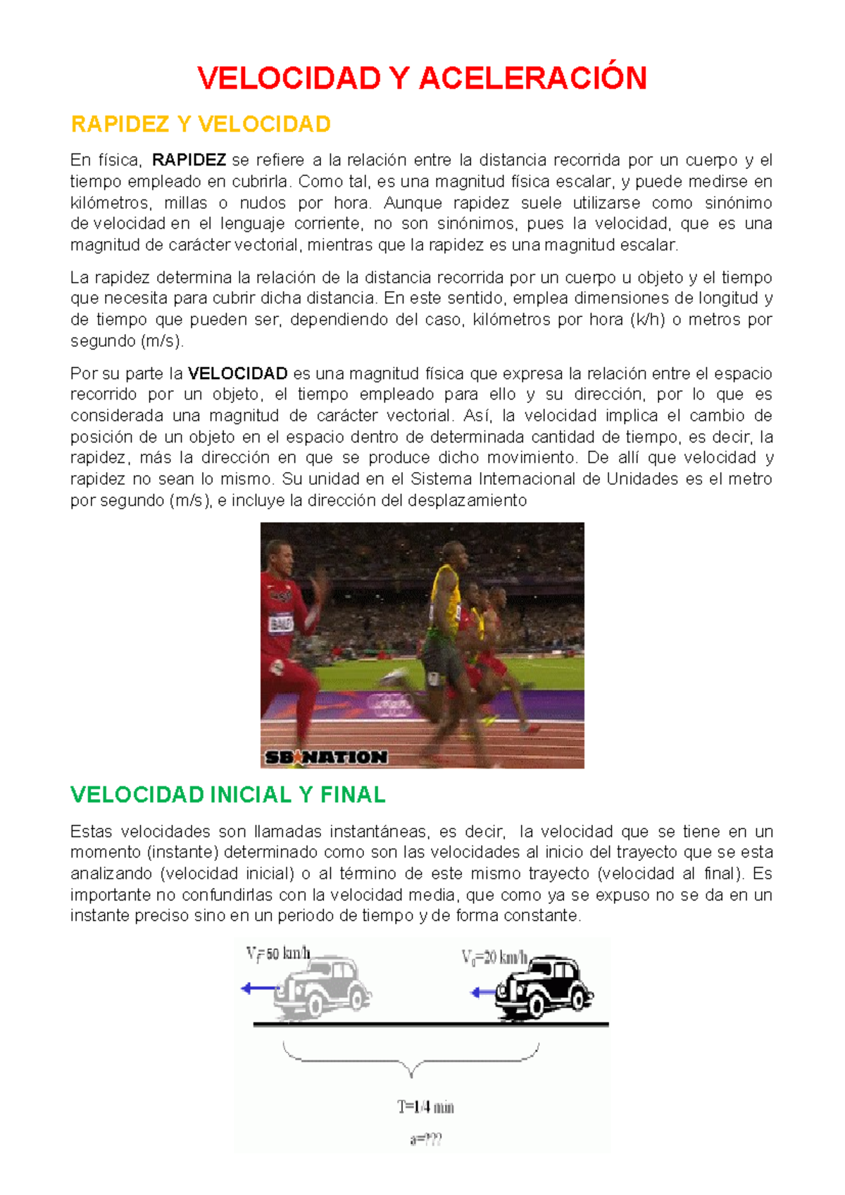 Velocidad Y Aceleración - VELOCIDAD Y ACELERACIÓN RAPIDEZ Y VELOCIDAD ...