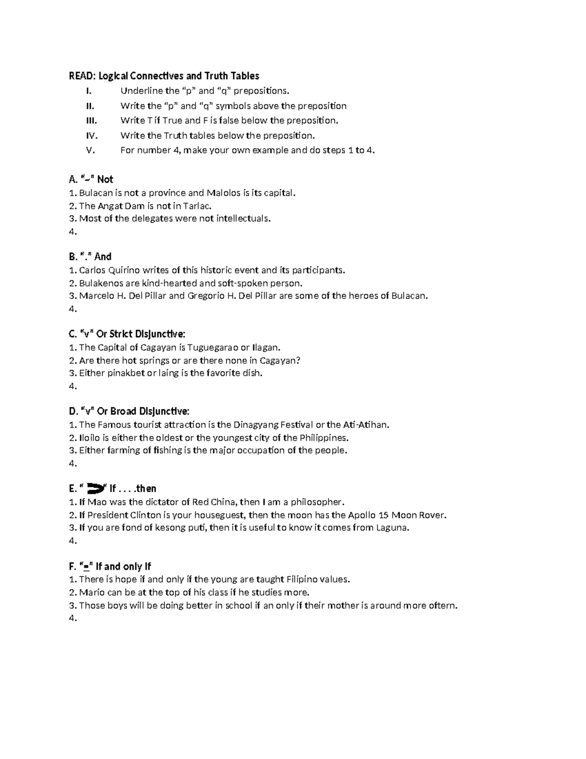 Logic final exam - READ: Logical Connectives and Truth Tables I ...