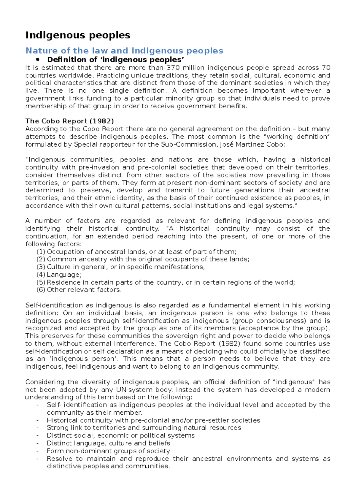 Indigenous peoples - Legal Studies - Indigenous peoples Nature of the ...