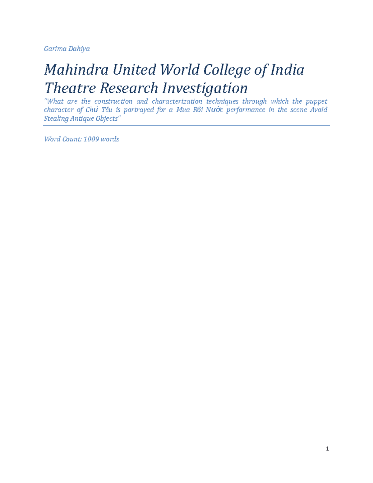 Vietnamese-Water-Puppetry - Garima Dahiya Mahindra United World College ...