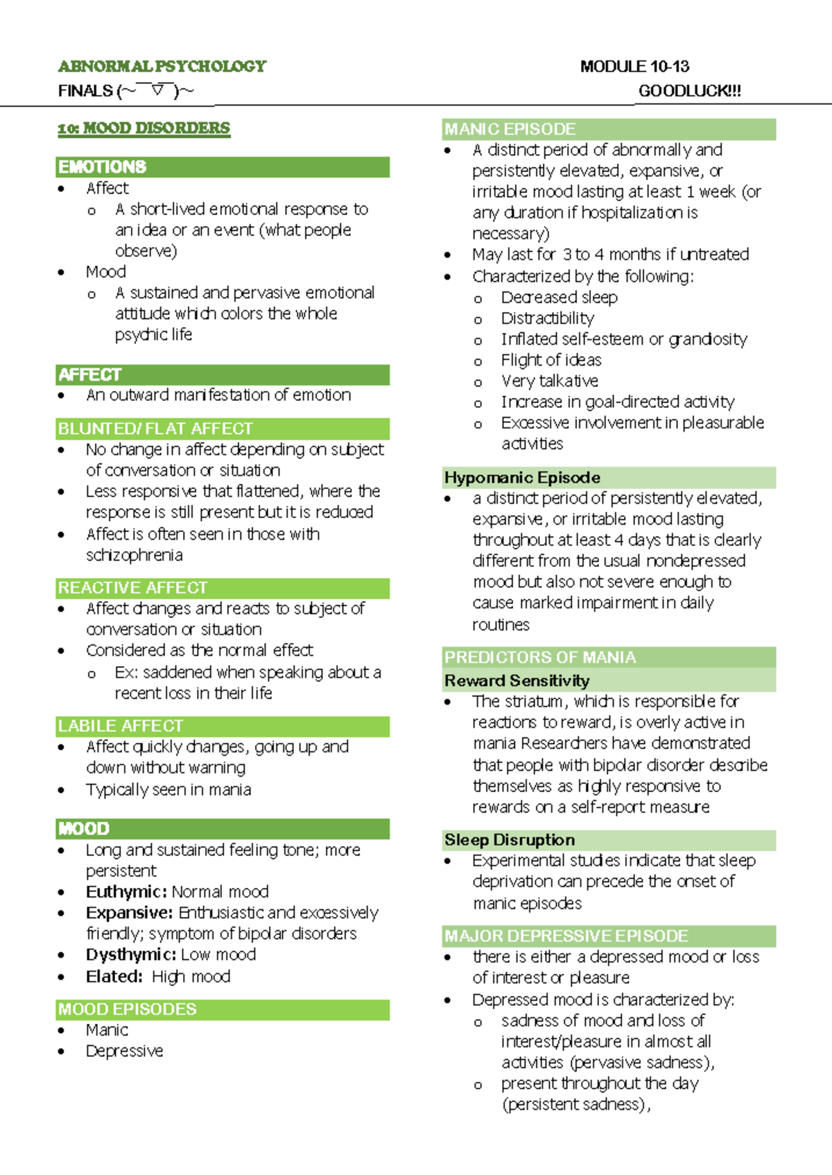 AB Psych Reviewer Finals - ABNORMAL PSYCHOLOGY MODULE 10- 13 FINALS ...