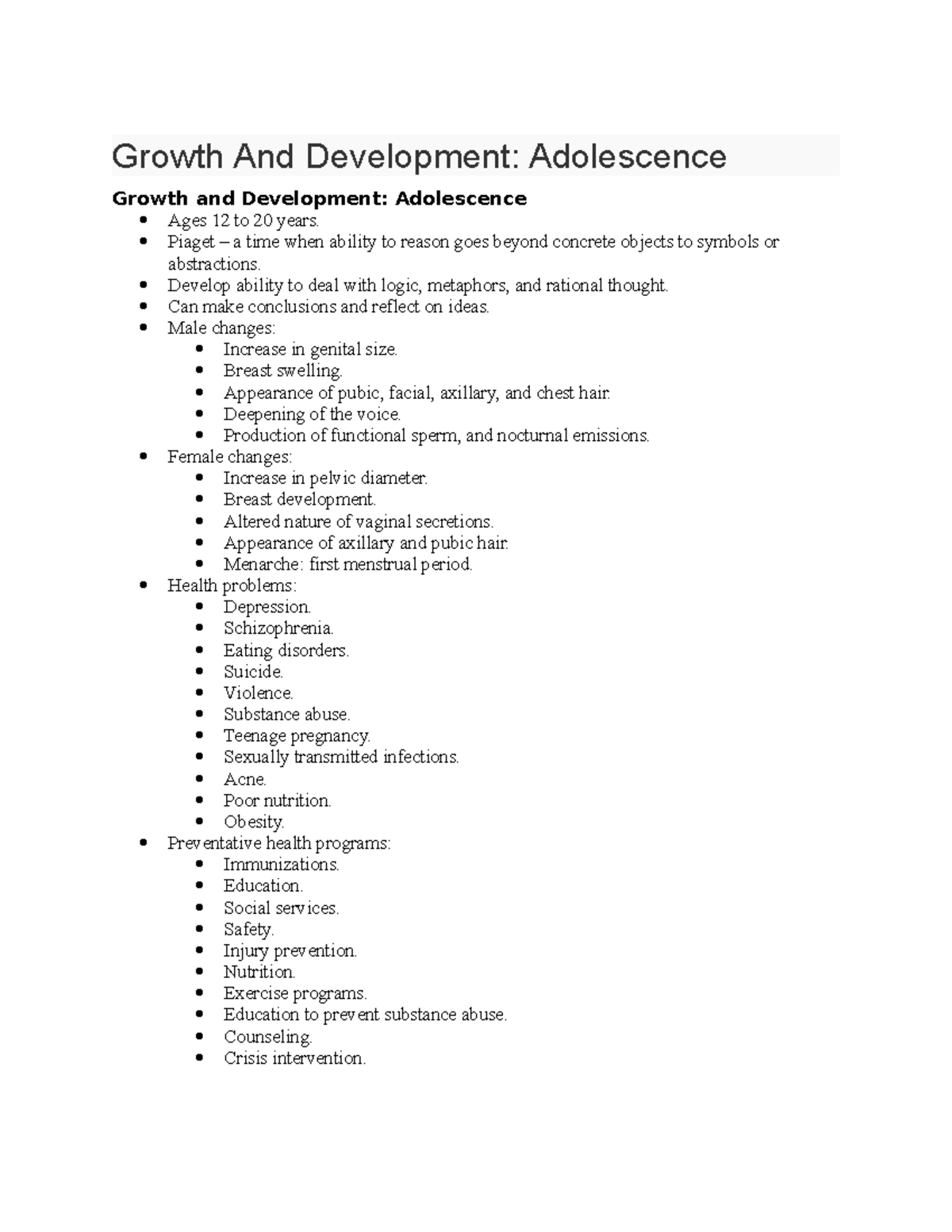 Kaplan Adolescent Growth and development study guide (12y-20y) - Growth ...