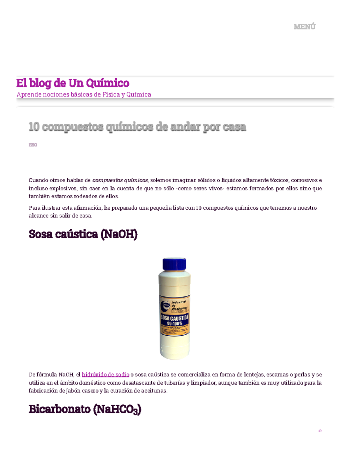 10 compuestos químicos - El blog de Un Químico Aprende nociones básicas ...