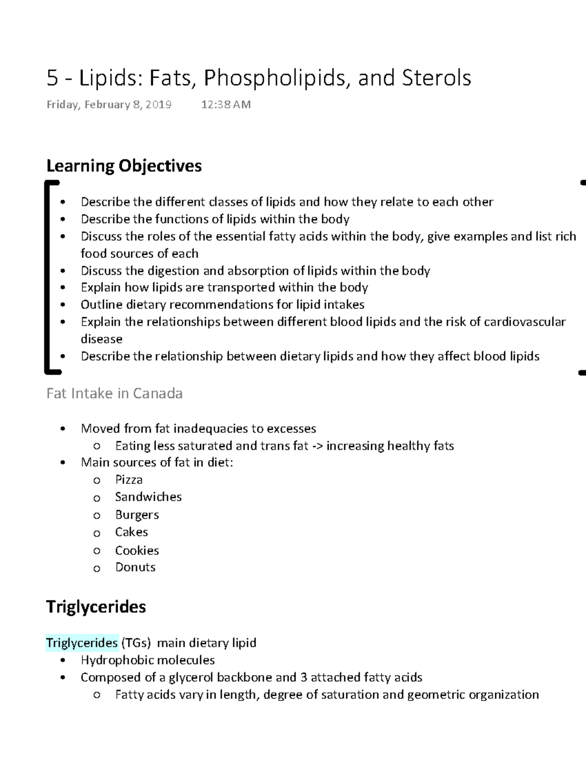 5 - Lipids Fats, Phospholipids, and Sterols - Warning: TT: undefined function: 32 Learning - Studocu