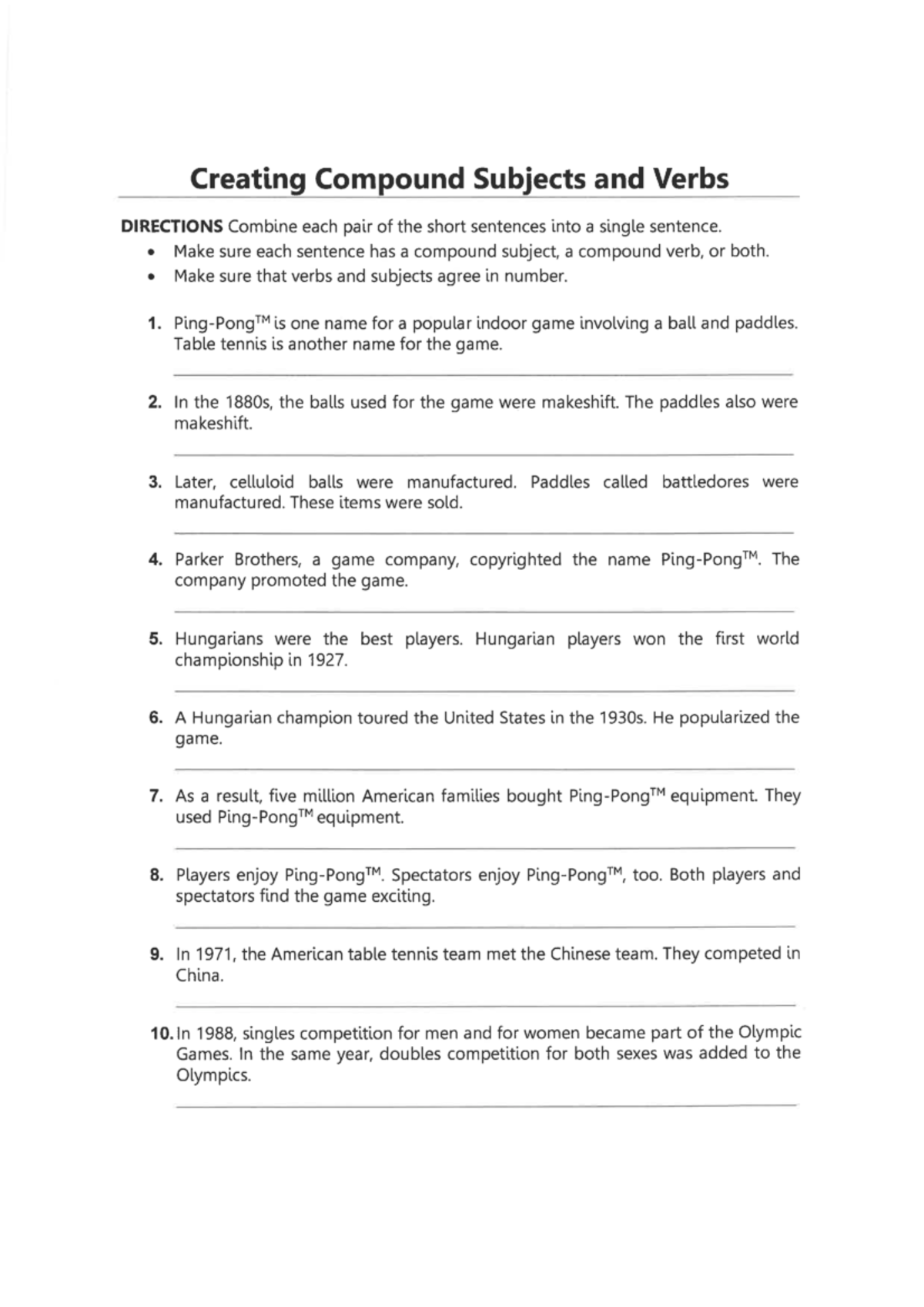 Creating Compound Subjects and Verbs - Marco Legal - Studocu