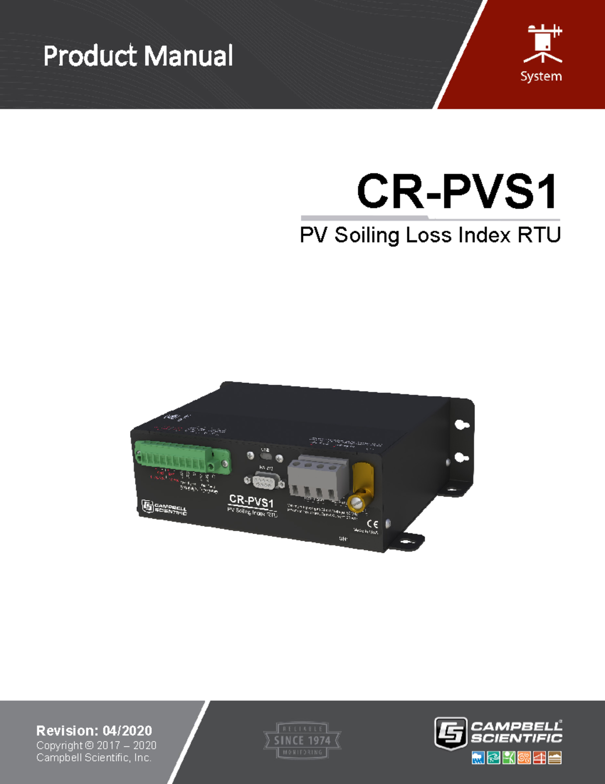 Cr-pvs1 - qf3rf - CR-PVS PV Soiling Loss Index RTU Revision: 04 ...
