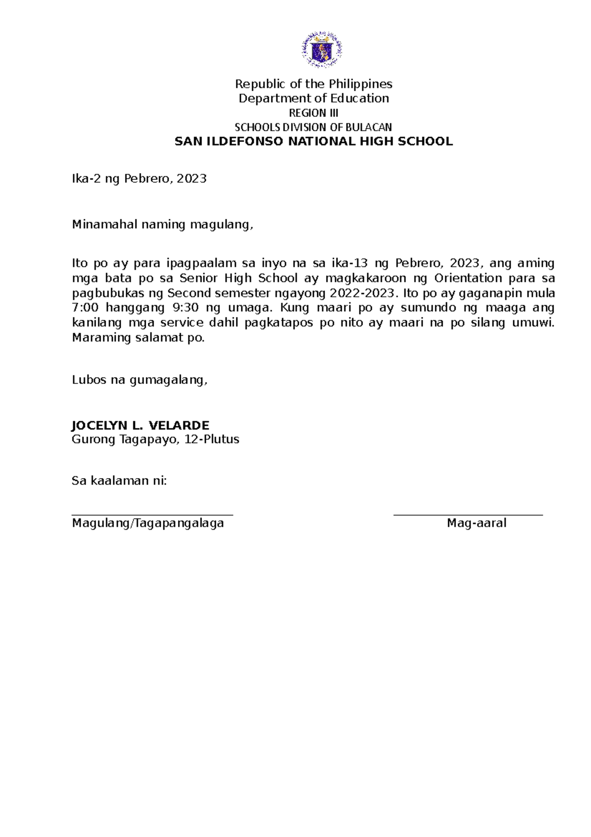Letter-for-Orientation Feb-13 - Republic of the Philippines Department ...
